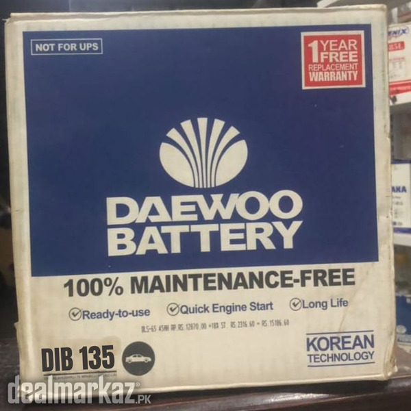 Daewoo DIB-135 Deep Cycle Unsealed UPS & Solar Battery | 100 Ah ...